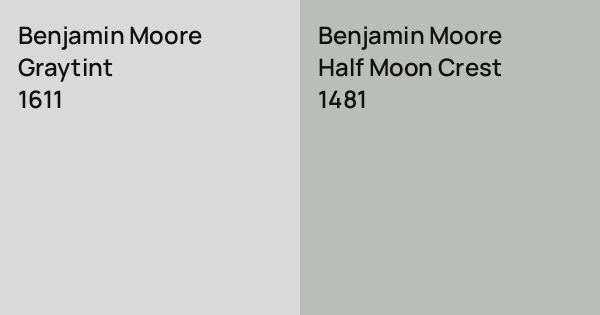 Benjamin Moore Graytint vs. Benjamin Moore Half Moon Crest comparison