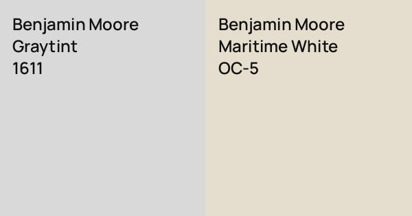 Benjamin Moore Graytint vs. Benjamin Moore Maritime White comparison