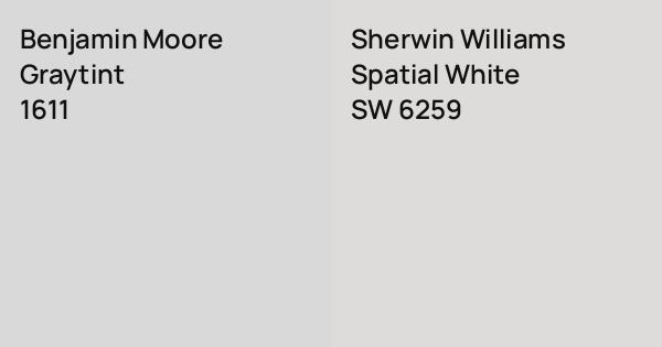 Benjamin Moore Graytint vs. Sherwin Williams Spatial White comparison