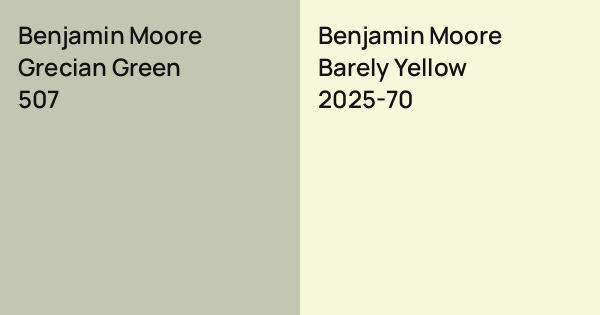 Benjamin Moore Grecian Green vs. Benjamin Moore Barely Yellow comparison