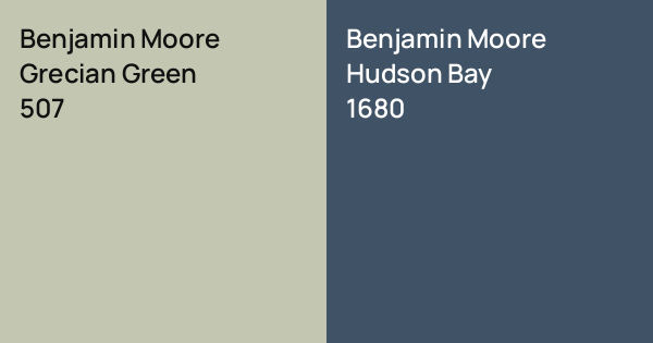 Benjamin Moore Grecian Green vs. Benjamin Moore Hudson Bay comparison
