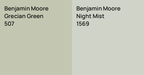 Benjamin Moore Grecian Green vs. Benjamin Moore Night Mist comparison