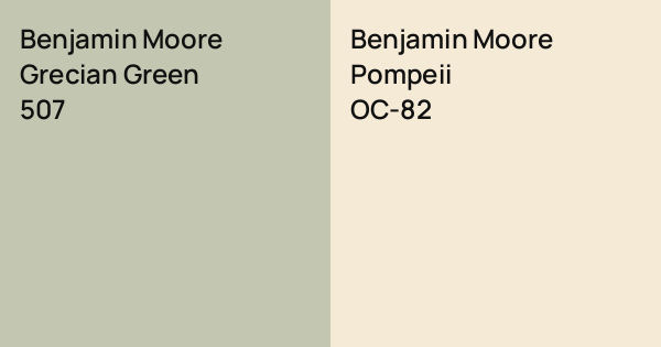 Benjamin Moore Grecian Green vs. Benjamin Moore Pompeii comparison