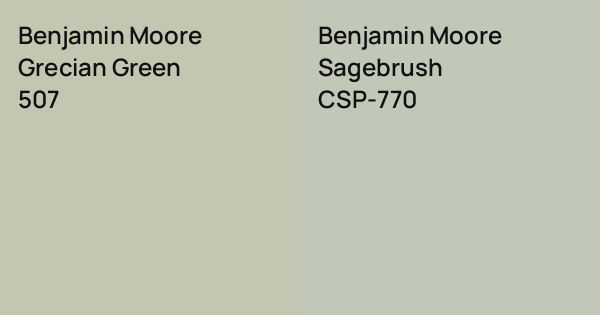 Benjamin Moore Grecian Green vs. Benjamin Moore Sagebrush comparison