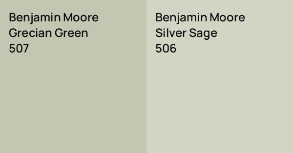 Benjamin Moore Grecian Green vs. Benjamin Moore Silver Sage comparison