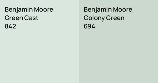Benjamin Moore Green Cast vs. Benjamin Moore Colony Green comparison