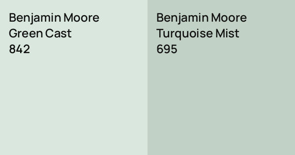 Benjamin Moore Green Cast vs. Benjamin Moore Turquoise Mist comparison