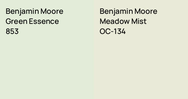 Benjamin Moore Green Essence vs. Benjamin Moore Meadow Mist comparison