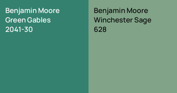 Benjamin Moore Green Gables vs. Benjamin Moore Winchester Sage comparison