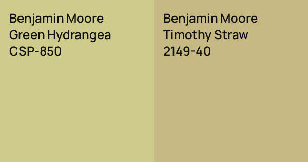 Benjamin Moore Green Hydrangea vs. Benjamin Moore Timothy Straw comparison