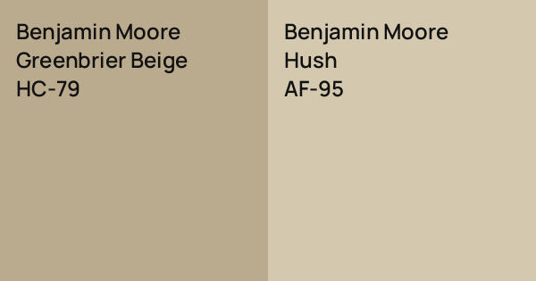 Benjamin Moore Greenbrier Beige vs. Benjamin Moore Hush comparison