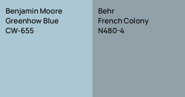 Benjamin Moore Greenhow Blue vs. Behr French Colony comparison