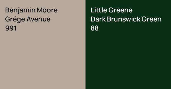 Benjamin Moore Grége Avenue vs. Little Greene Dark Brunswick Green ...