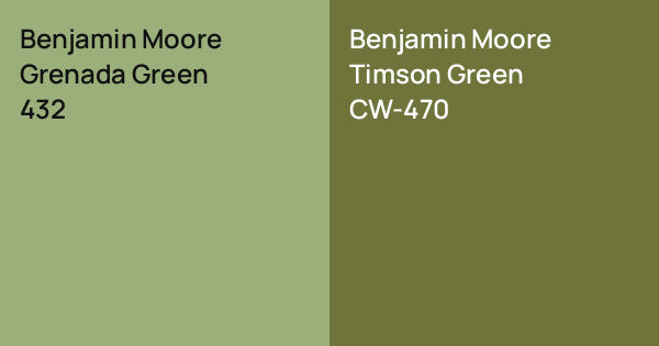 Benjamin Moore Grenada Green vs. Benjamin Moore Timson Green comparison