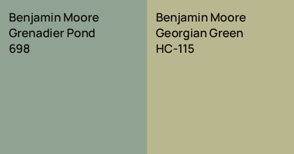 Benjamin Moore Grenadier Pond vs. Benjamin Moore Georgian Green comparison