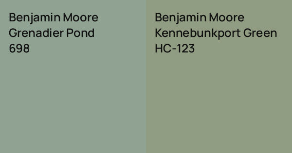 Benjamin Moore Grenadier Pond vs. Benjamin Moore Kennebunkport Green ...