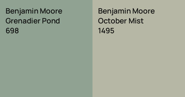 Benjamin Moore Grenadier Pond vs. Benjamin Moore October Mist comparison