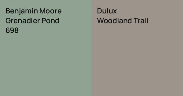Benjamin Moore Grenadier Pond vs. Dulux Woodland Trail comparison