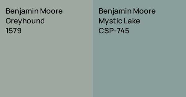 Benjamin Moore Greyhound vs. Benjamin Moore Mystic Lake comparison
