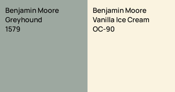 Benjamin Moore Greyhound vs. Benjamin Moore Vanilla Ice Cream comparison