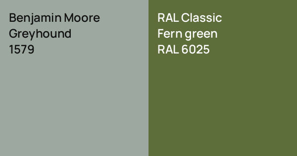 Benjamin Moore Greyhound vs. RAL Classic Fern green comparison