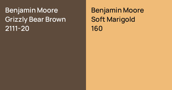 Benjamin Moore Grizzly Bear Brown vs. Benjamin Moore Soft Marigold ...