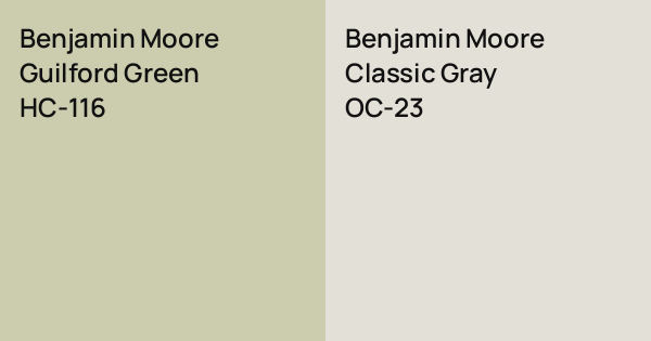 Benjamin Moore Guilford Green vs. Benjamin Moore Classic Gray comparison