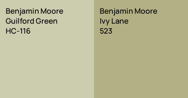 Benjamin Moore Guilford Green vs. Benjamin Moore Ivy Lane comparison