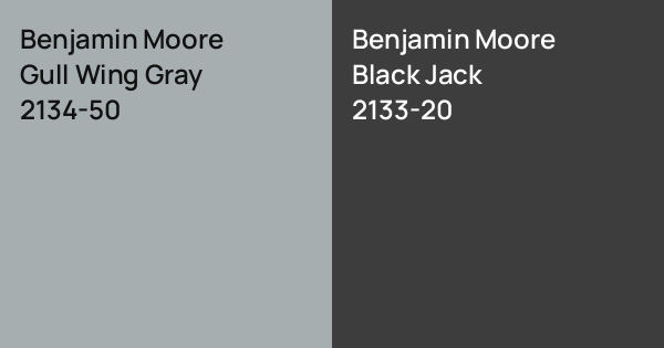 Benjamin Moore Gull Wing Gray vs. Benjamin Moore Black Jack comparison