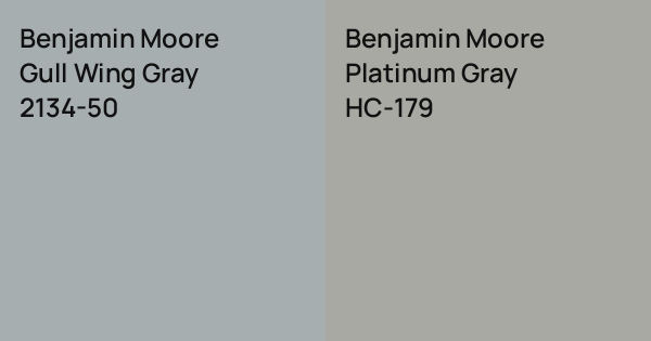 Benjamin Moore Gull Wing Gray vs. Benjamin Moore Platinum Gray comparison