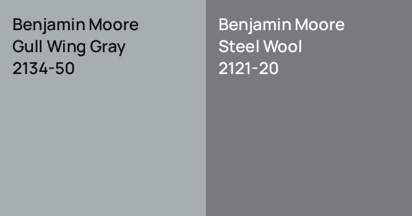 Benjamin Moore Gull Wing Gray vs. Benjamin Moore Steel Wool comparison