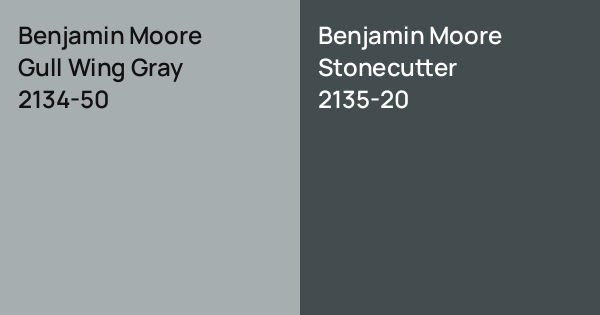 Benjamin Moore Gull Wing Gray vs. Benjamin Moore Stonecutter comparison