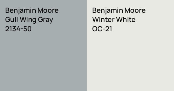 Benjamin Moore Gull Wing Gray vs. Benjamin Moore Winter White comparison