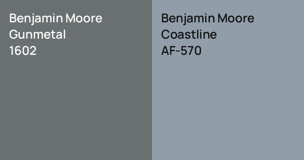 Benjamin Moore Gunmetal vs. Benjamin Moore Coastline comparison