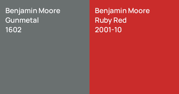 Benjamin Moore Gunmetal vs. Benjamin Moore Ruby Red comparison