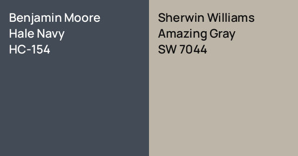 Benjamin Moore Hale Navy vs. Sherwin Williams Amazing Gray comparison
