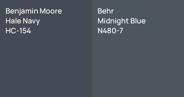 Benjamin Moore Hale Navy vs. Behr Midnight Blue comparison