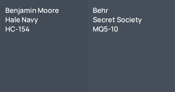 Benjamin Moore Hale Navy vs. Behr Secret Society comparison