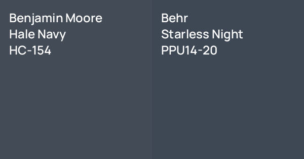 Benjamin Moore Hale Navy vs. Behr Starless Night comparison