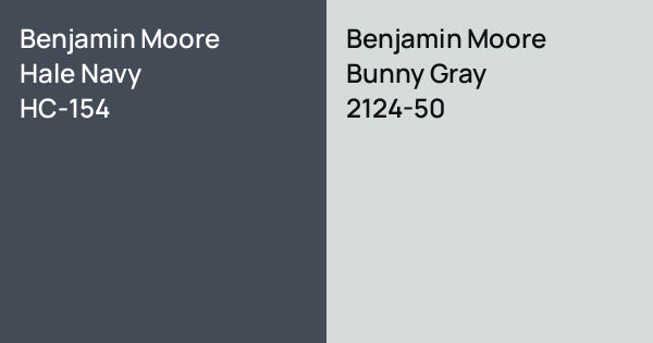 Benjamin Moore Hale Navy vs. Benjamin Moore Bunny Gray comparison