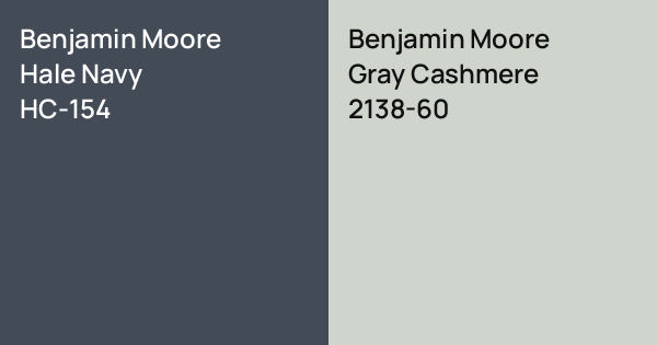 Benjamin Moore Hale Navy vs. Benjamin Moore Gray Cashmere comparison