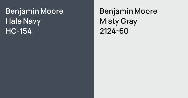 Benjamin Moore Hale Navy vs. Benjamin Moore Misty Gray comparison