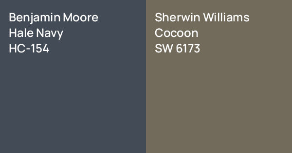 Benjamin Moore Hale Navy vs. Sherwin Williams Cocoon comparison