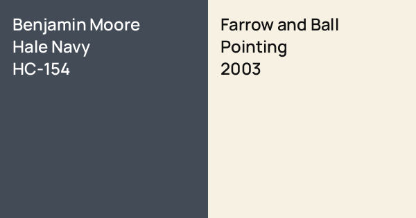 Benjamin Moore Hale Navy vs. Farrow and Ball Pointing comparison
