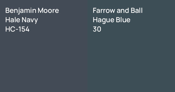 Benjamin Moore Hale Navy vs. Farrow and Ball Hague Blue comparison