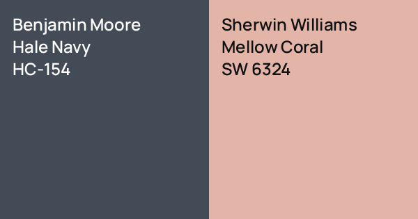 Benjamin Moore Hale Navy vs. Sherwin Williams Mellow Coral comparison