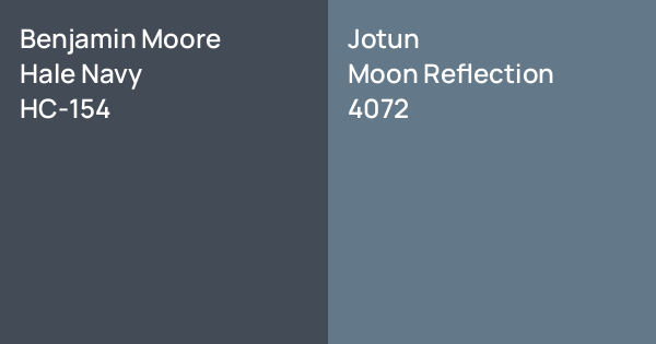 Benjamin Moore Hale Navy vs. Jotun Moon Reflection comparison