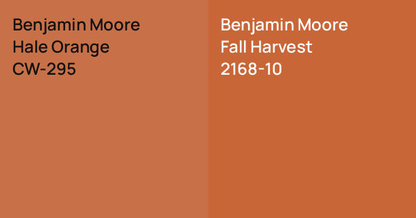 Benjamin Moore Hale Orange vs. Benjamin Moore Fall Harvest comparison