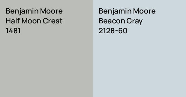 Benjamin Moore Half Moon Crest vs. Benjamin Moore Beacon Gray comparison