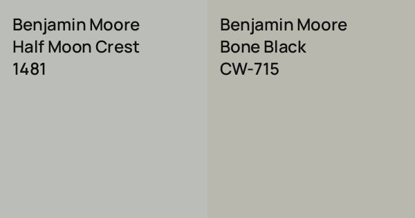 Benjamin Moore Half Moon Crest vs. Benjamin Moore Bone Black comparison